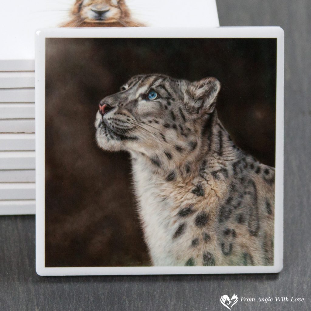 'Mountain Spirit' Snow Leopard Coaster by Wildlife Artist Angie
